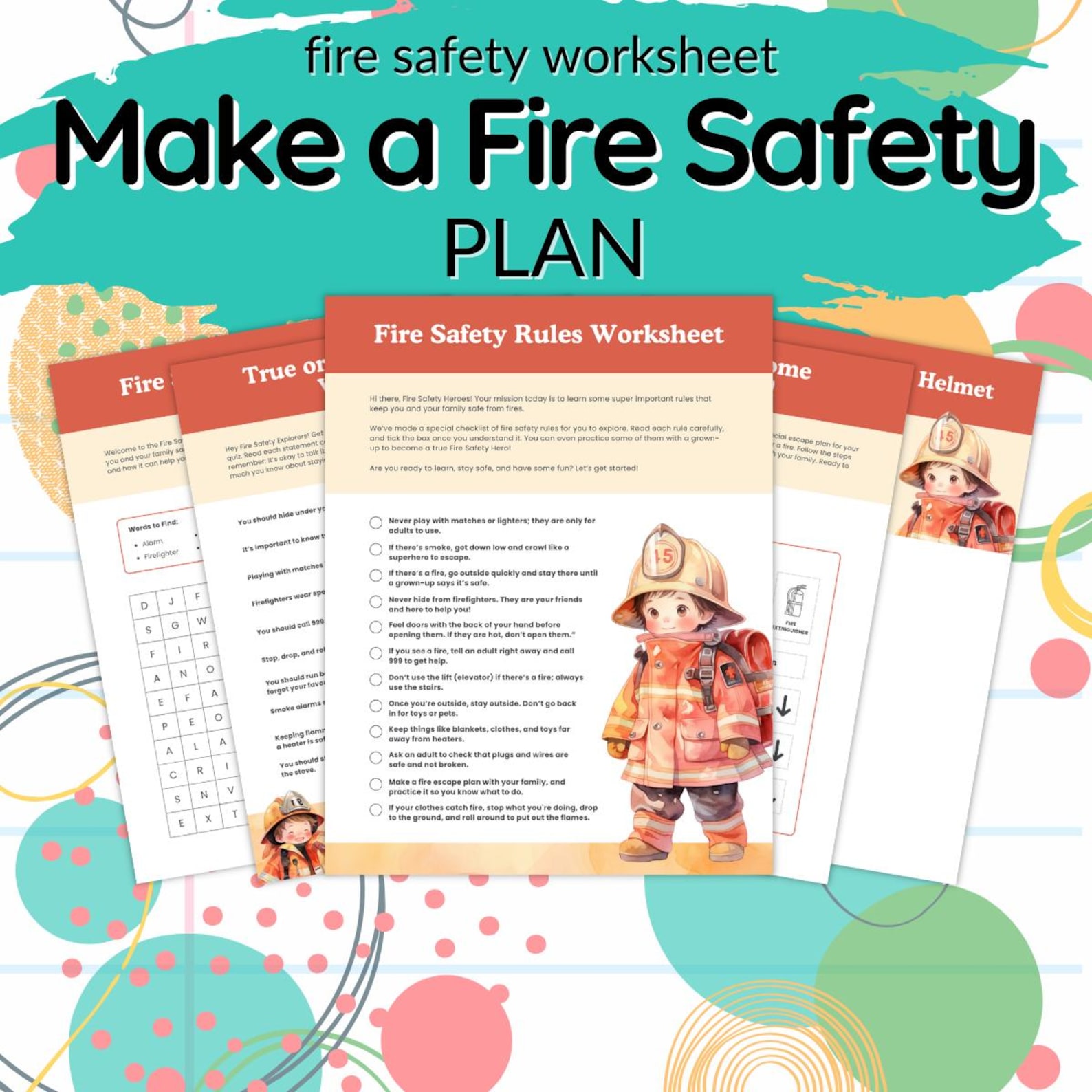 Fire Safety for Children | Printable PDF Worksheets & Fire Escape Plan ...