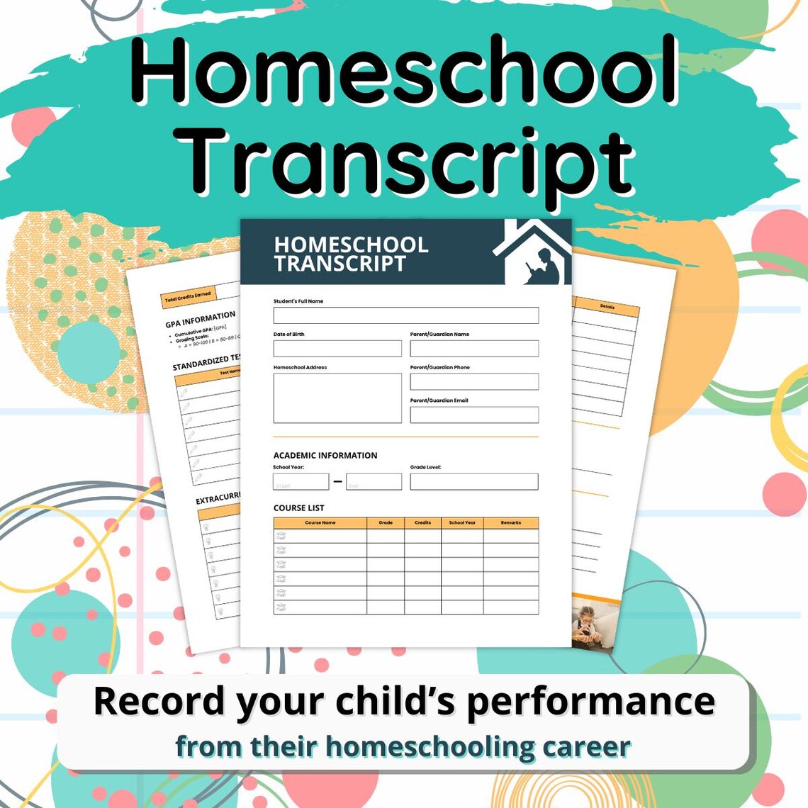 Homeschool Transcript Template | Editable PDF High School Academic ...