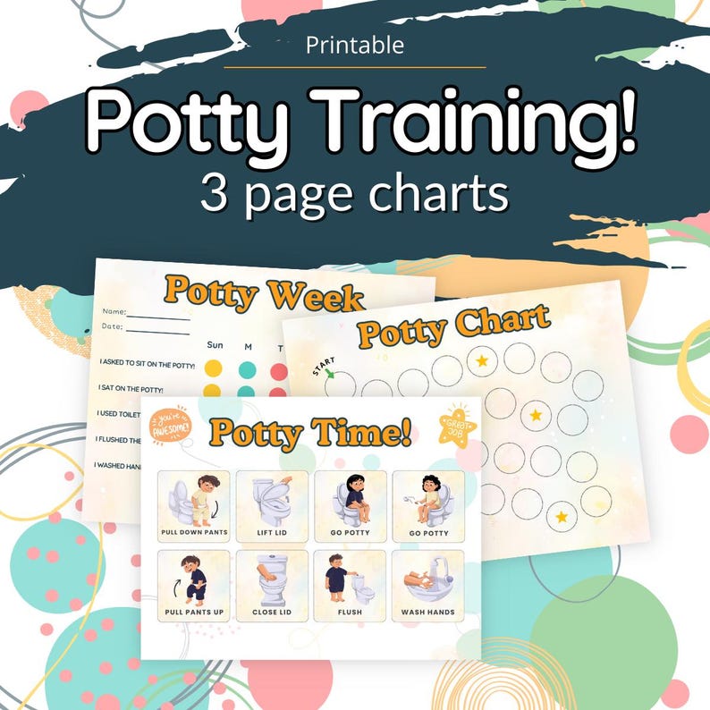 Potty Training Chart & Visual Routine Cards, Toddler Potty Time Poster ...