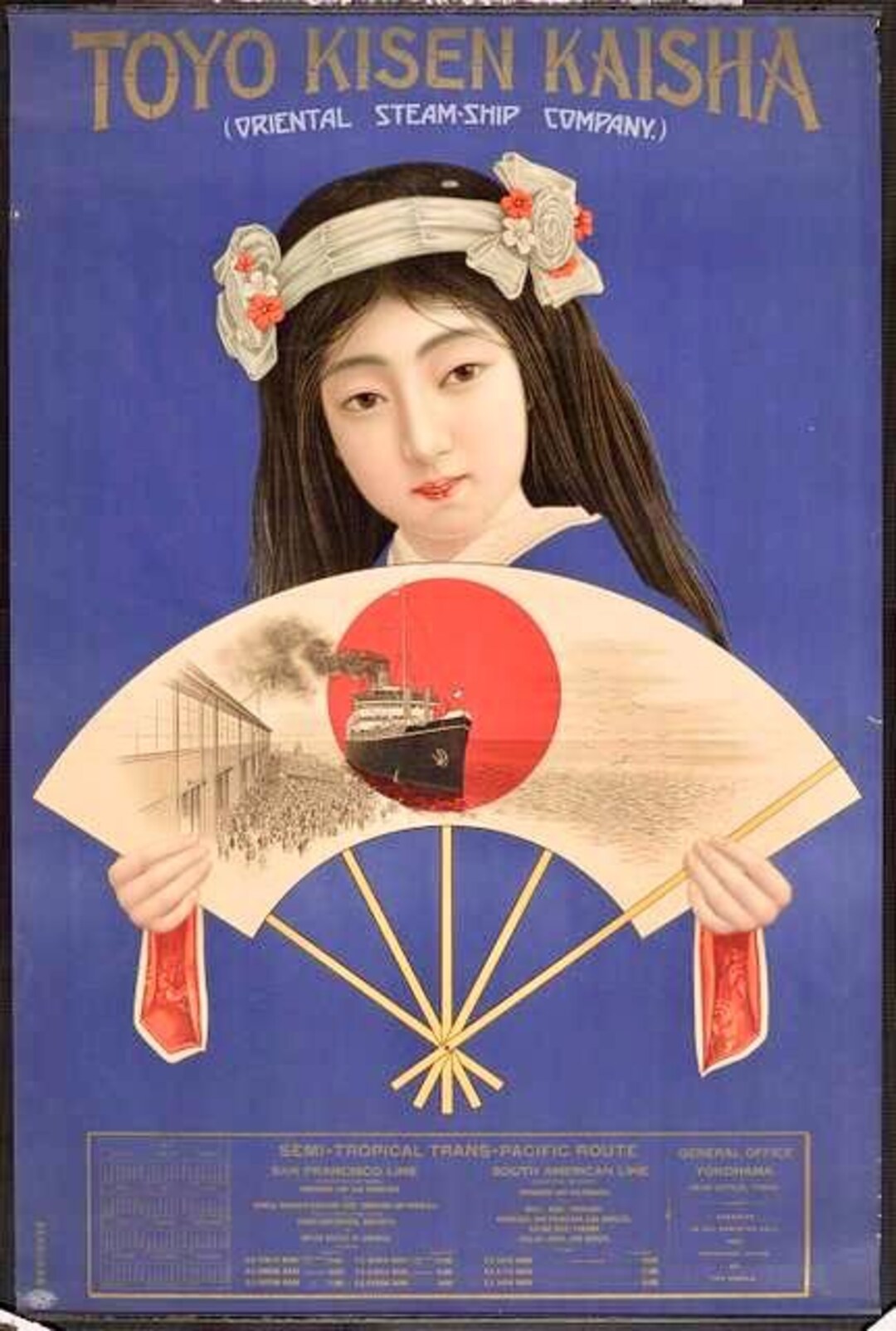 Vintage Toyo Kisen Kaisha Poster - Japanese Steamship Travel Print ...