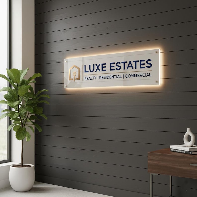 Custom Acrylic Backlit Logo Sign | LED Business Sign | 3D Acrylic Logo ...