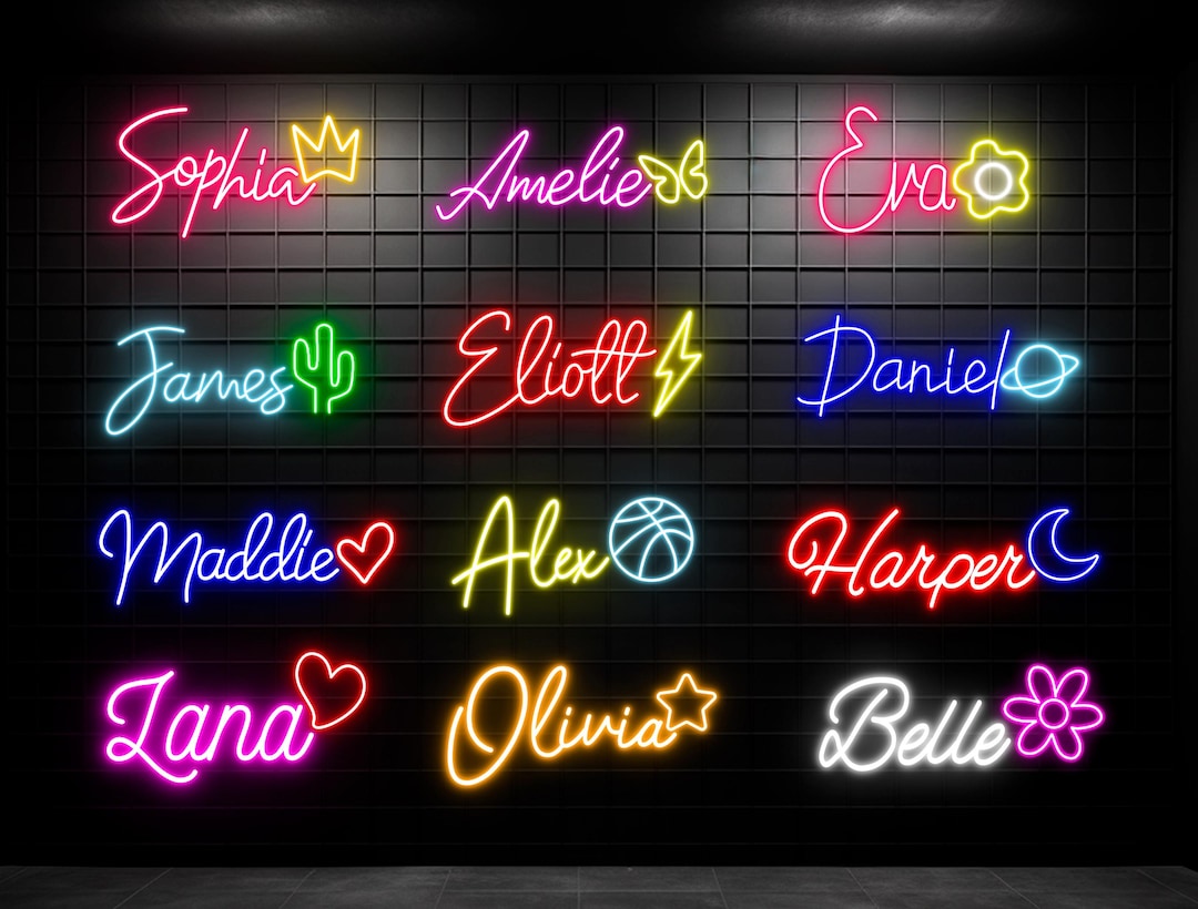 Nom personnalisé néon pour enfants, décoration murale LED personnalisée ...