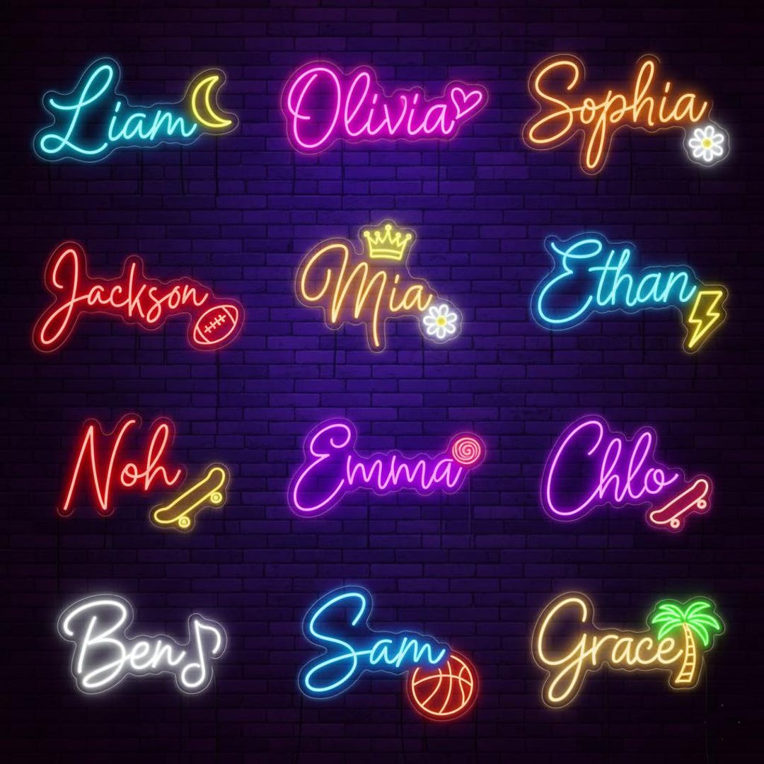 Custom Name Neon Sign for Kids, Personalized LED Light, Nursery Wall ...
