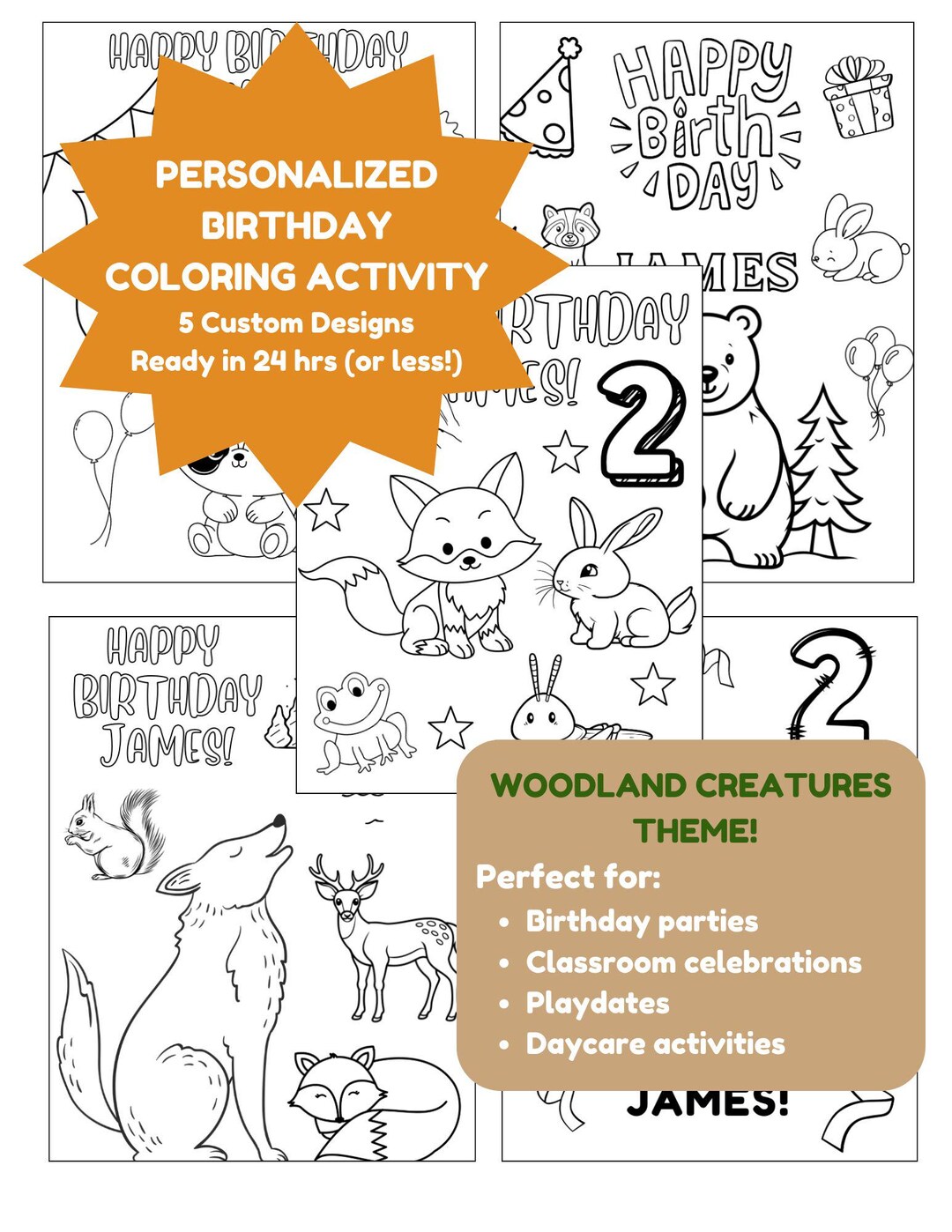 Personalized Woodland Animals Coloring Pages | Printable Forest ...