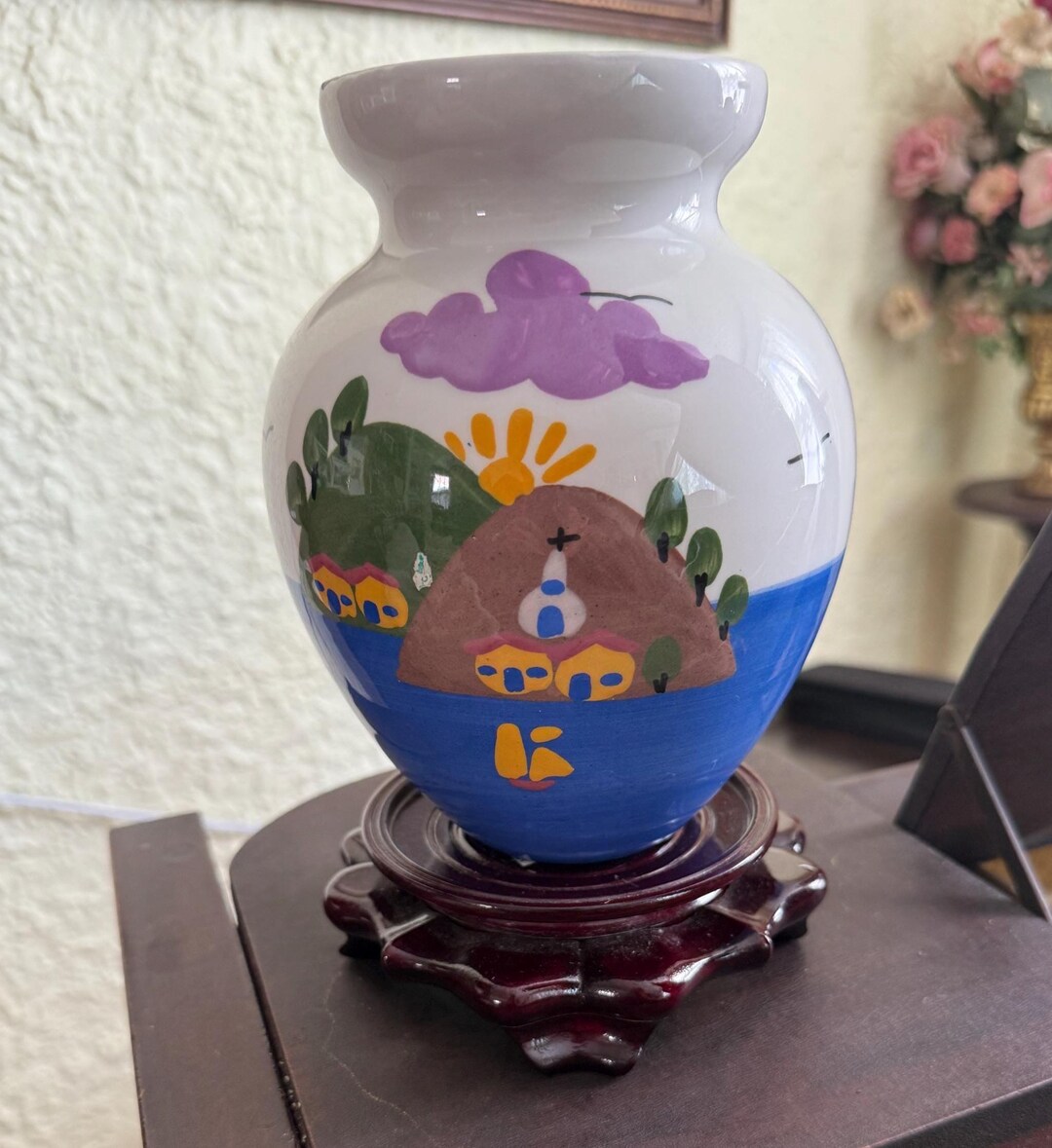 Handmade Ceramic Vase: Island Design, Made in Greece, 7.5'' - Etsy