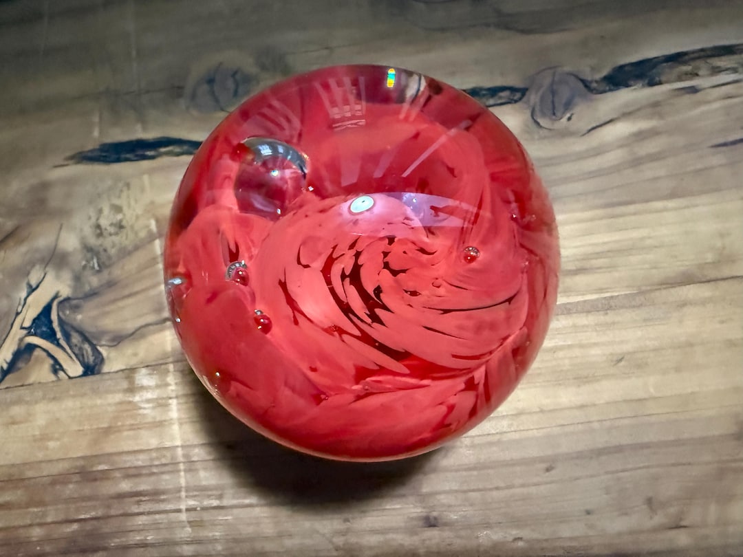 Vintage 1960s Red Controlled Bubble Glass Paperweight MCM - Etsy
