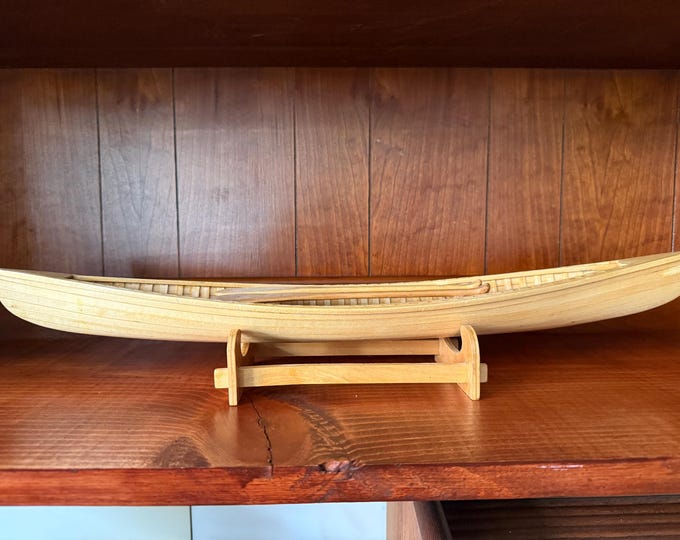 Vintage Balsa Wood Canoe Boat Completed Model on Stand With Oars - Etsy