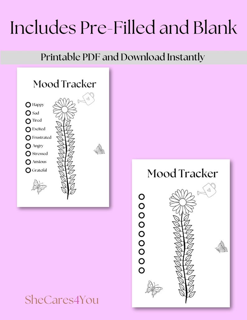 Mood Tracker, A5 Journal, Digital Tracker, Mood Tracker Printable ...