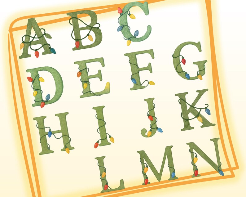 Christmas Lights Alphabet Clipart | A-Z Holiday Letters | Festive ...