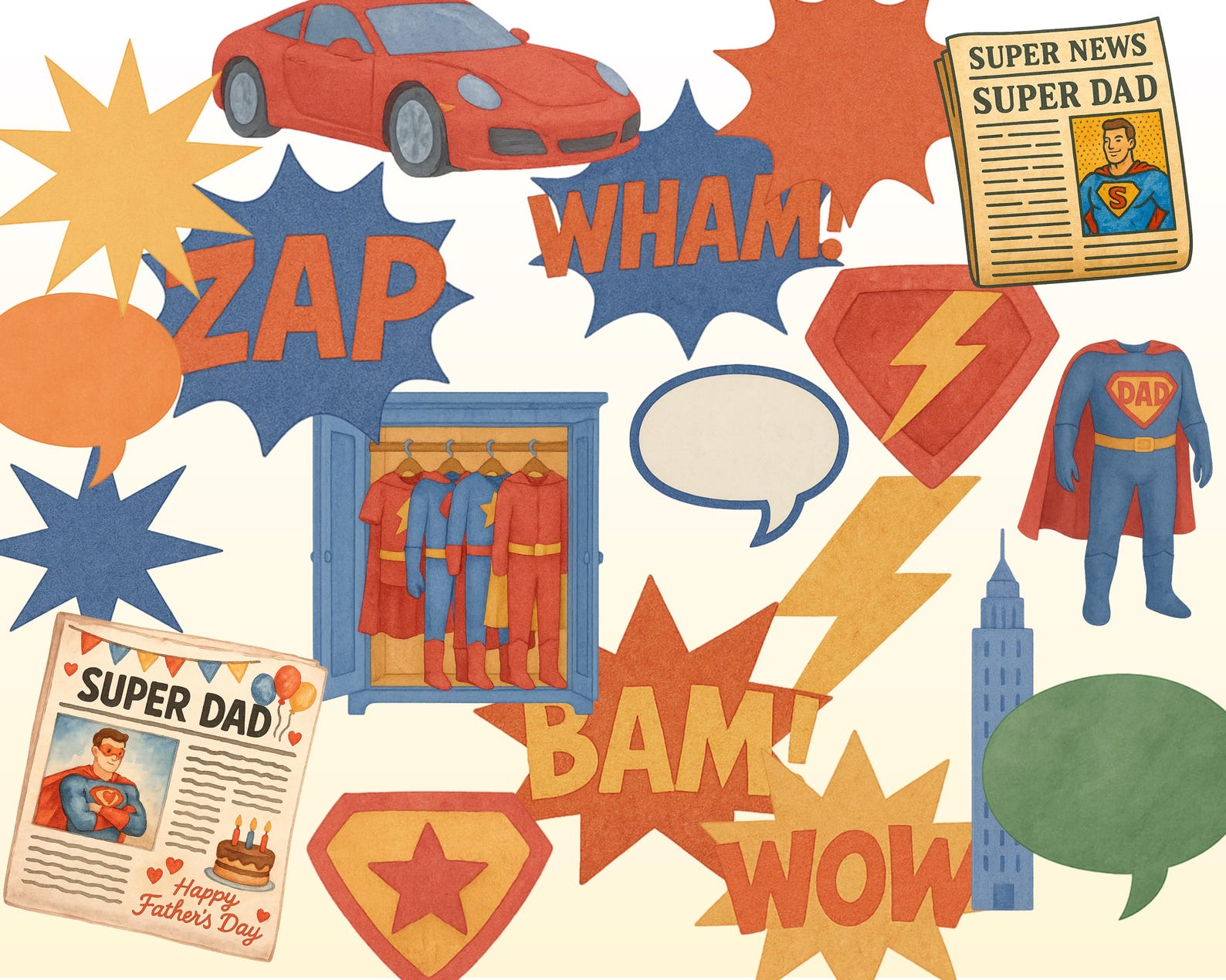 Fathers Day Super Dad Clipart Pack | Instantly Downloadable Pngs ...