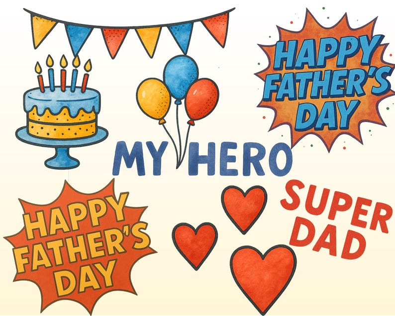 Fathers Day Super Dad Clipart Pack | Instantly Downloadable Pngs ...