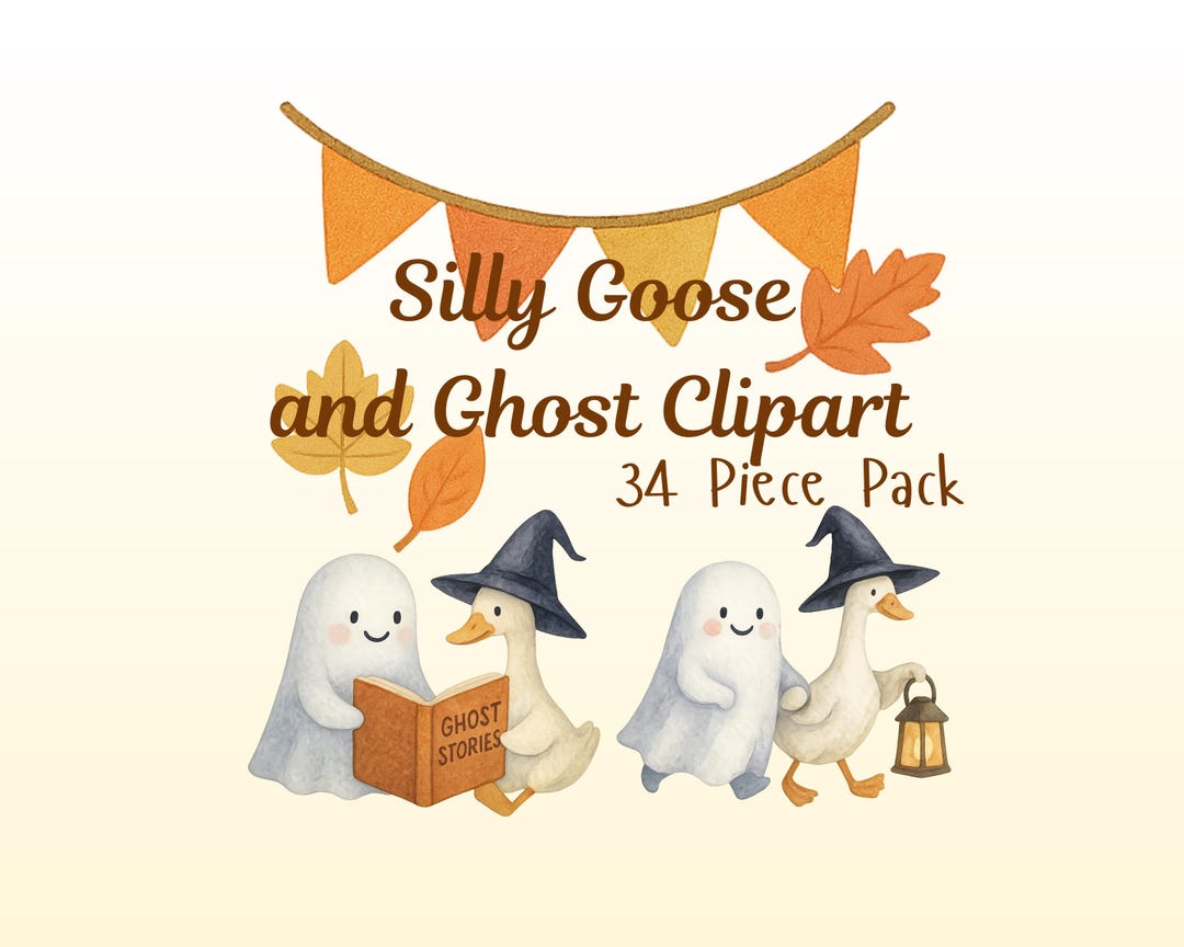 Halloween Goose and Cute Ghost PNG Clipart Pack | Trick or Treat Bag ...
