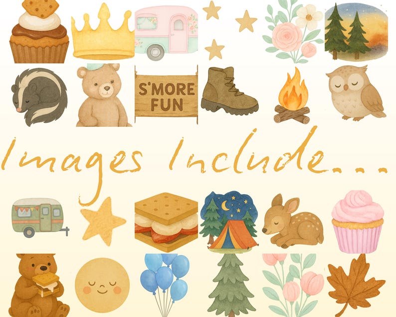 Happy Camper Clipart Pack Bundle | Camping Bachelorette, First Birthday ...