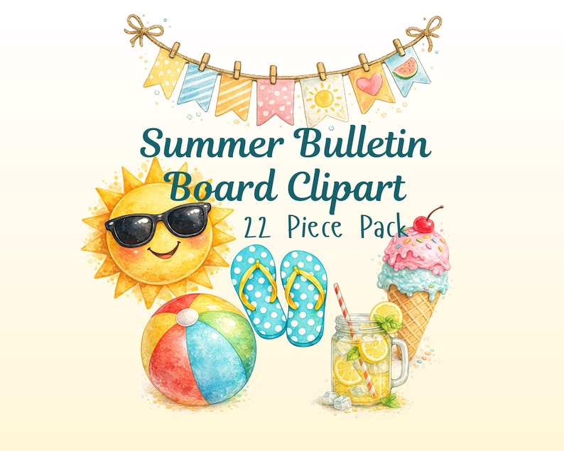Summer Bulletin Board Decor Kit, Beach Theme Classroom Door Decor ...