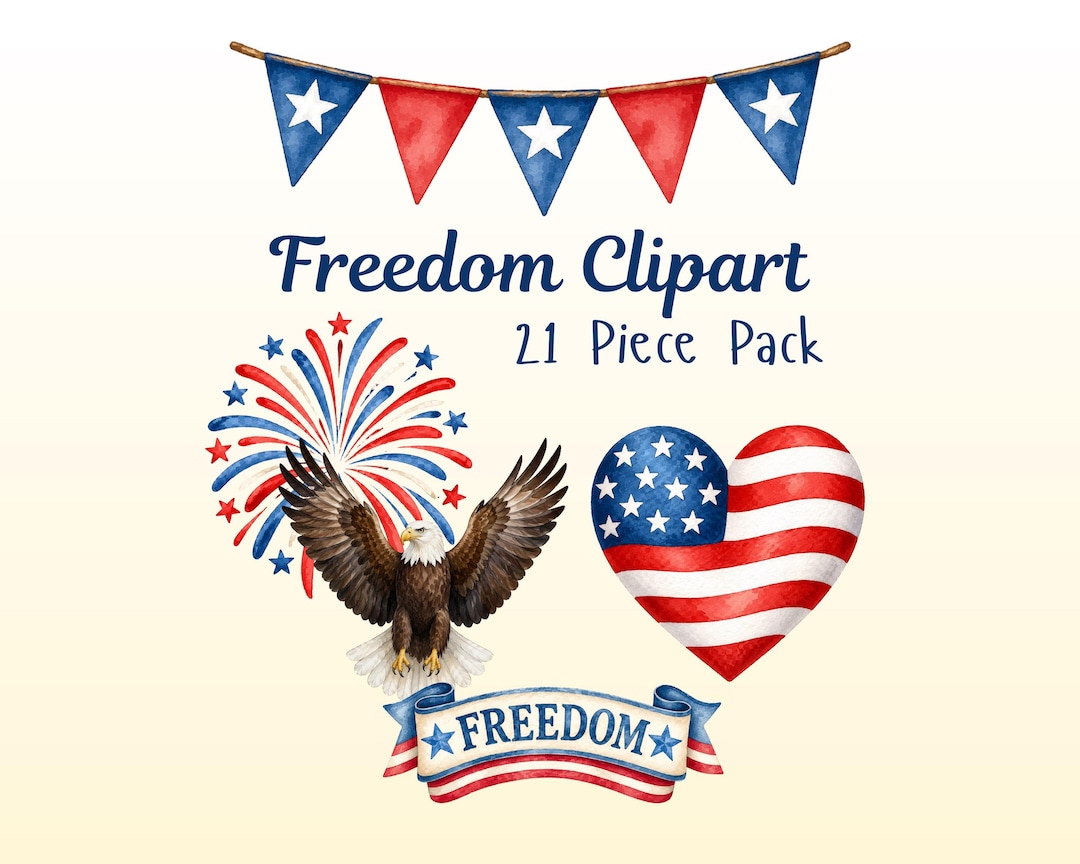 Patriotic Watercolor Clipart Bundle Download Liberty Watercolor Png ...