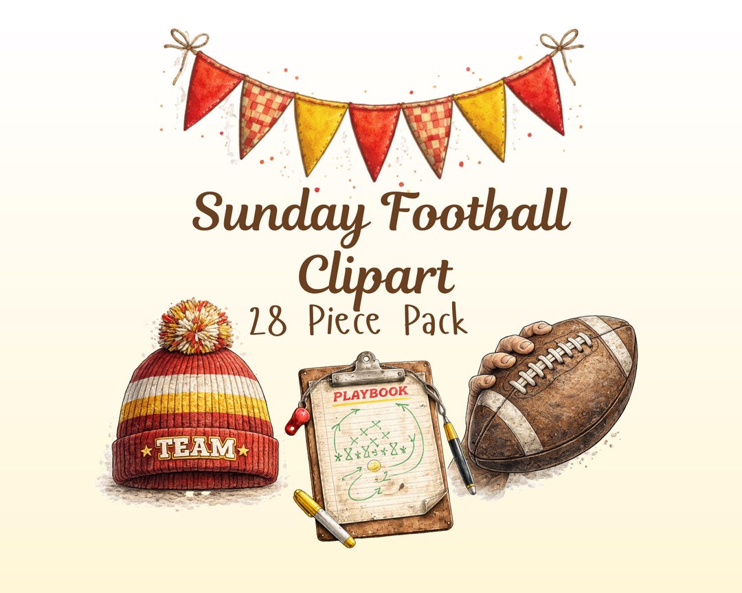 Sunday Football Watercolor Clipart | Cozy Gameday PNG Set | Football ...