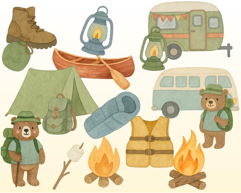 Happy Camper Clipart Pack | Instantly Downloadable Pngs | One Happy ...