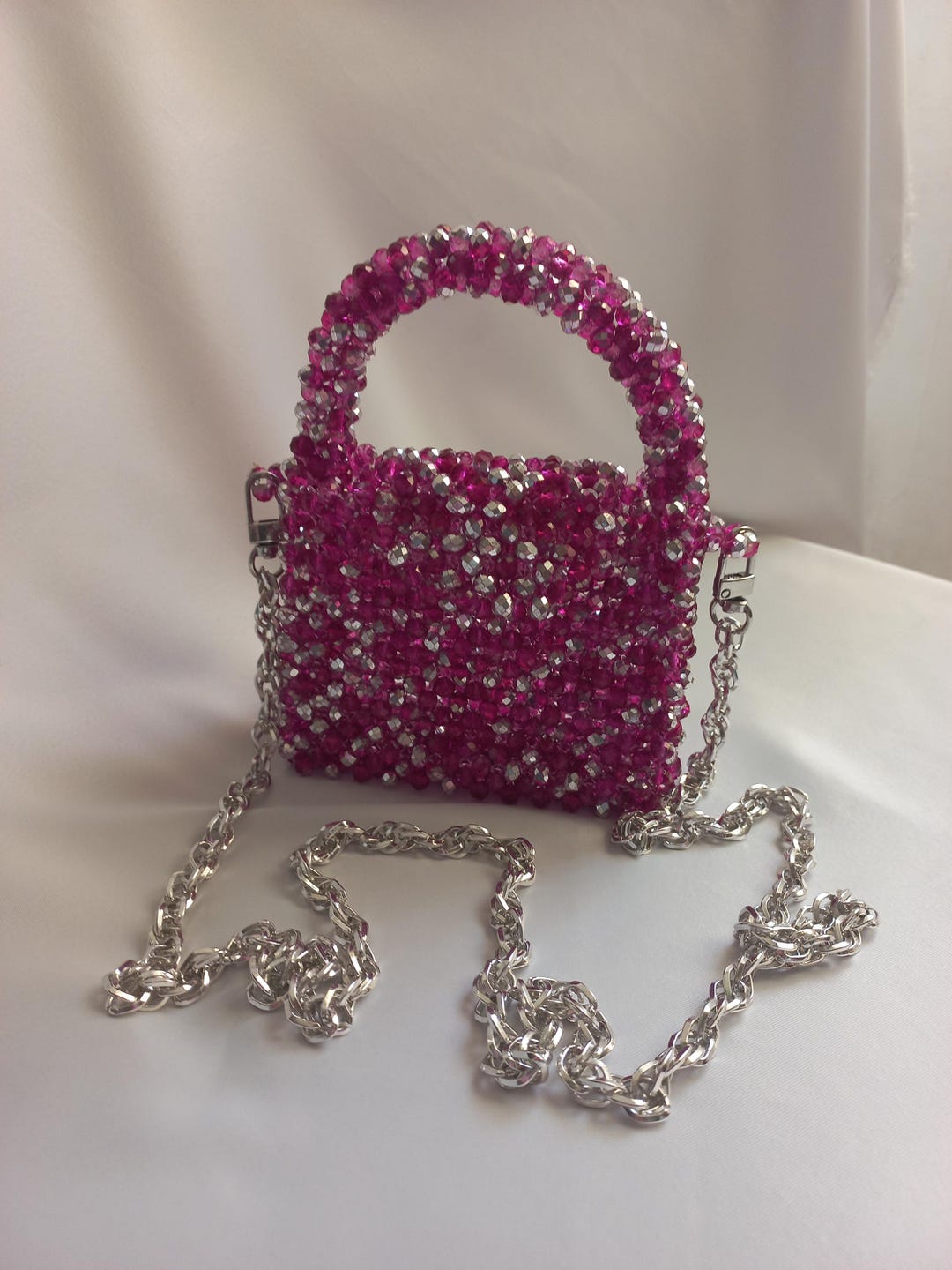 Crystal Pink Bead Bag, Bead LUXURY Bag, Women Bead Bag, Bead Bag ...