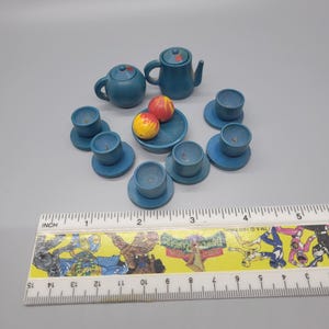 Miniature Blue Wooden Tea Set - Etsy