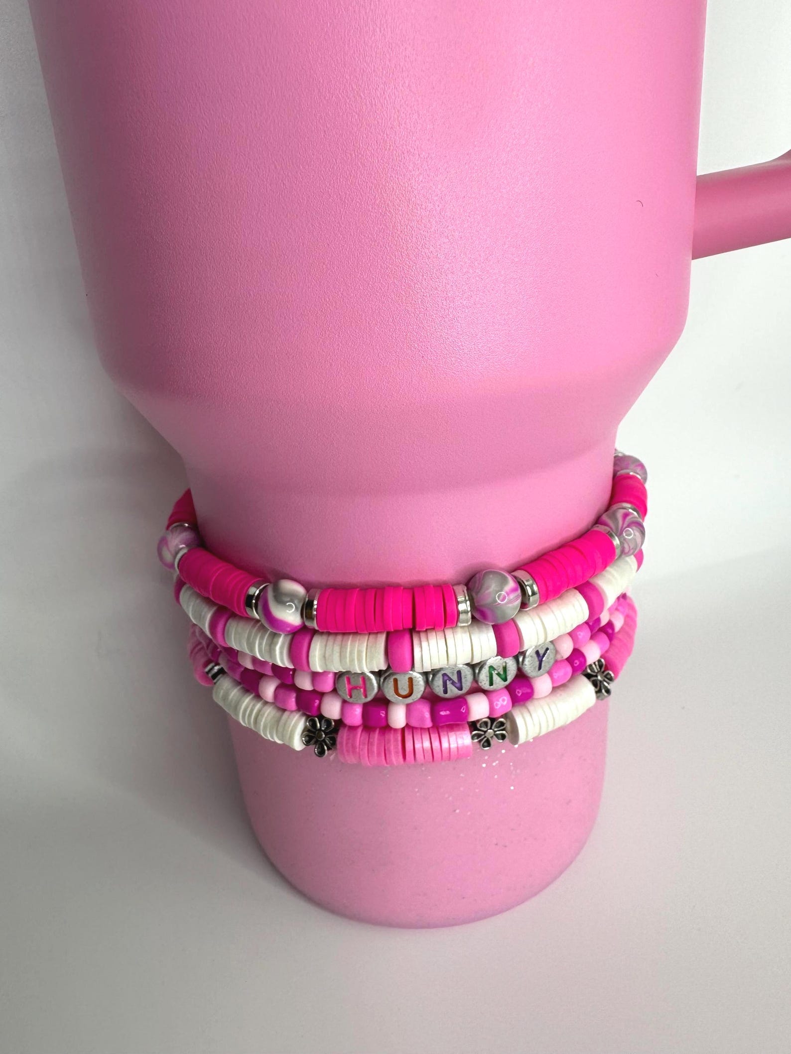 Pink and White Stanley Bracelet Stack With HUNNY - Etsy