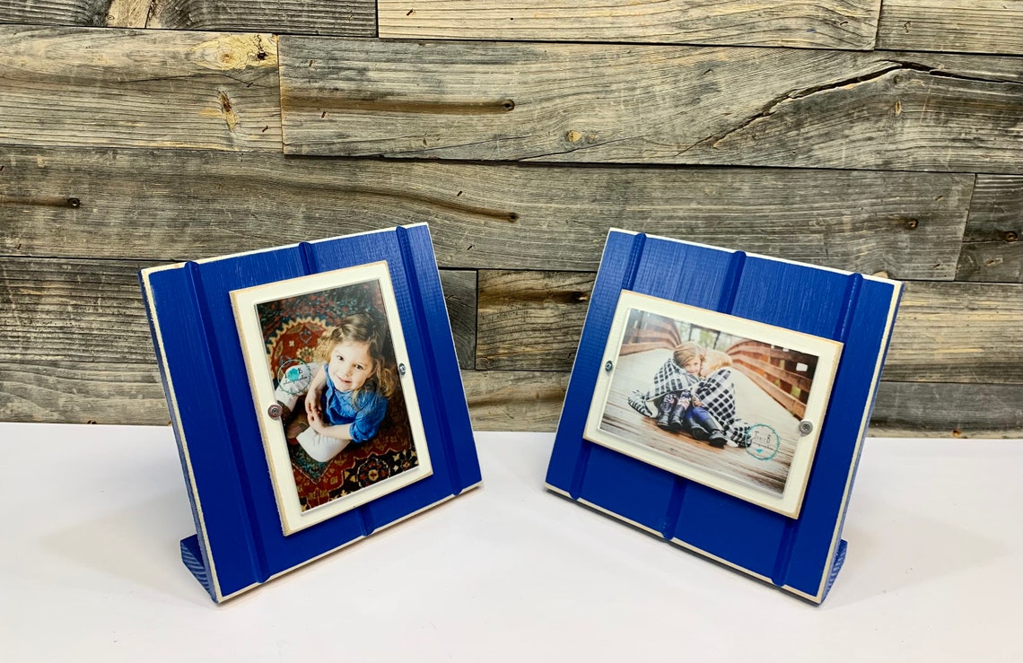 Blue and White Table Top Picture Frame Holds One 4x - Etsy