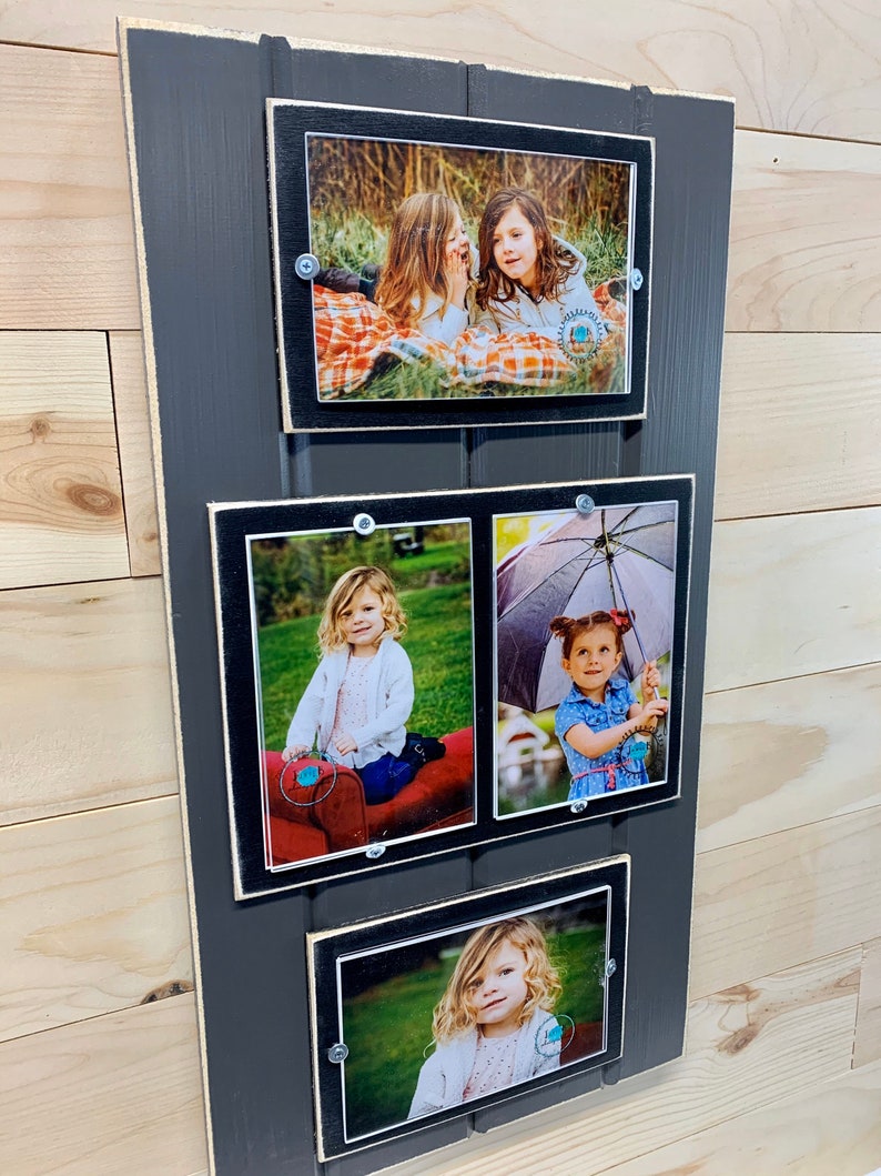 Distressed Wood Picture Frame Quadruple 4x6 Collage/ Holds 4 4x6 Photos ...