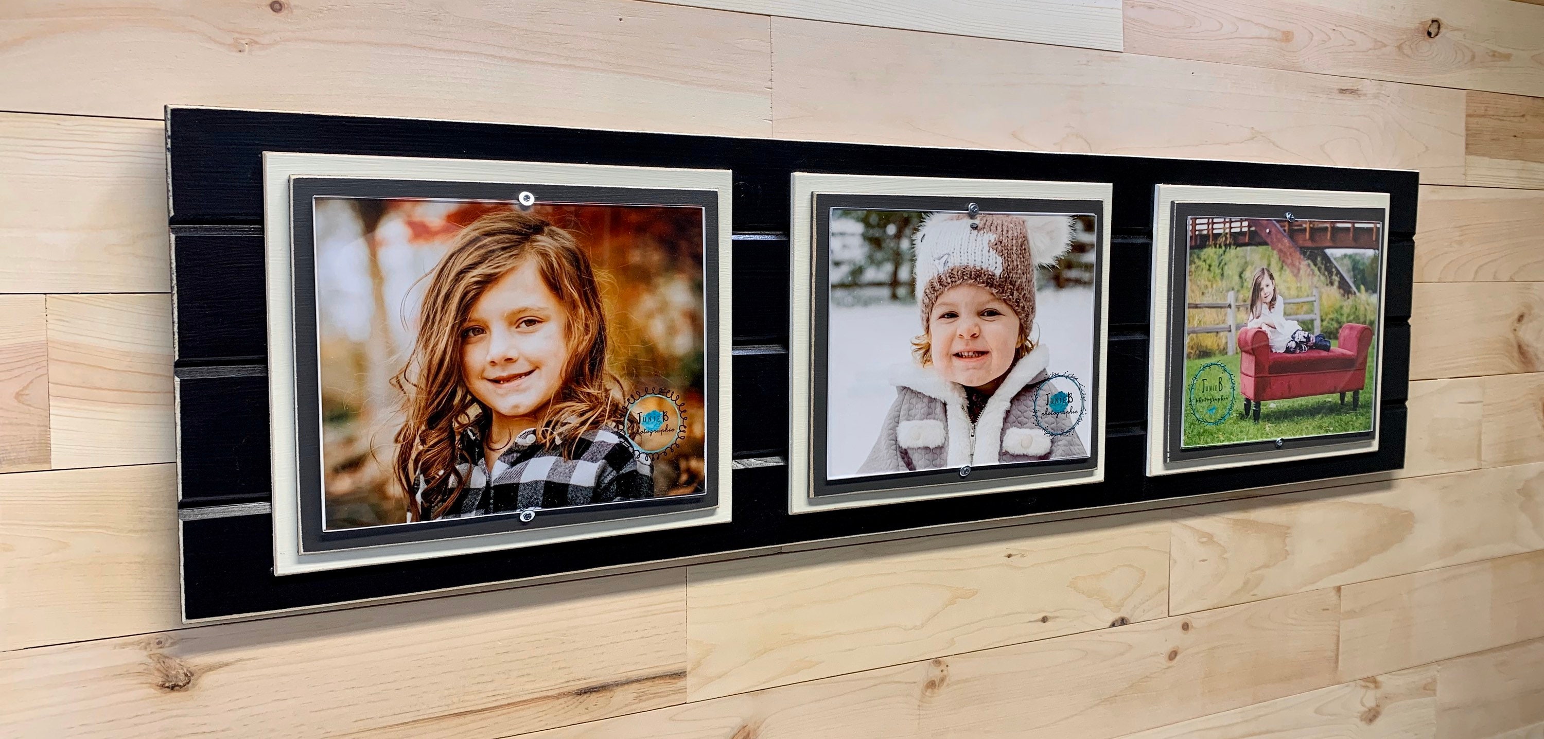 Distressed wood picture frame triple 8x10 double mat | Etsy