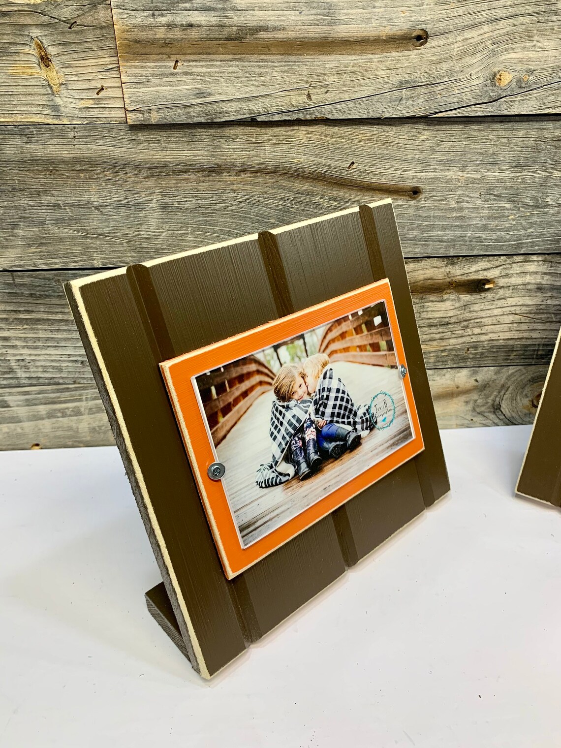 Orange and Brown Table Top Picture Frame Holds One 4x | Etsy