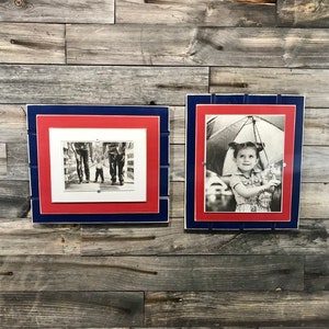 Navy blue and Red picture frame holds 5x7 or | Etsy