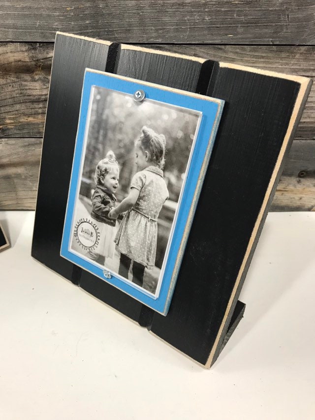 Black and blue table top picture frame holds one 4x | Etsy