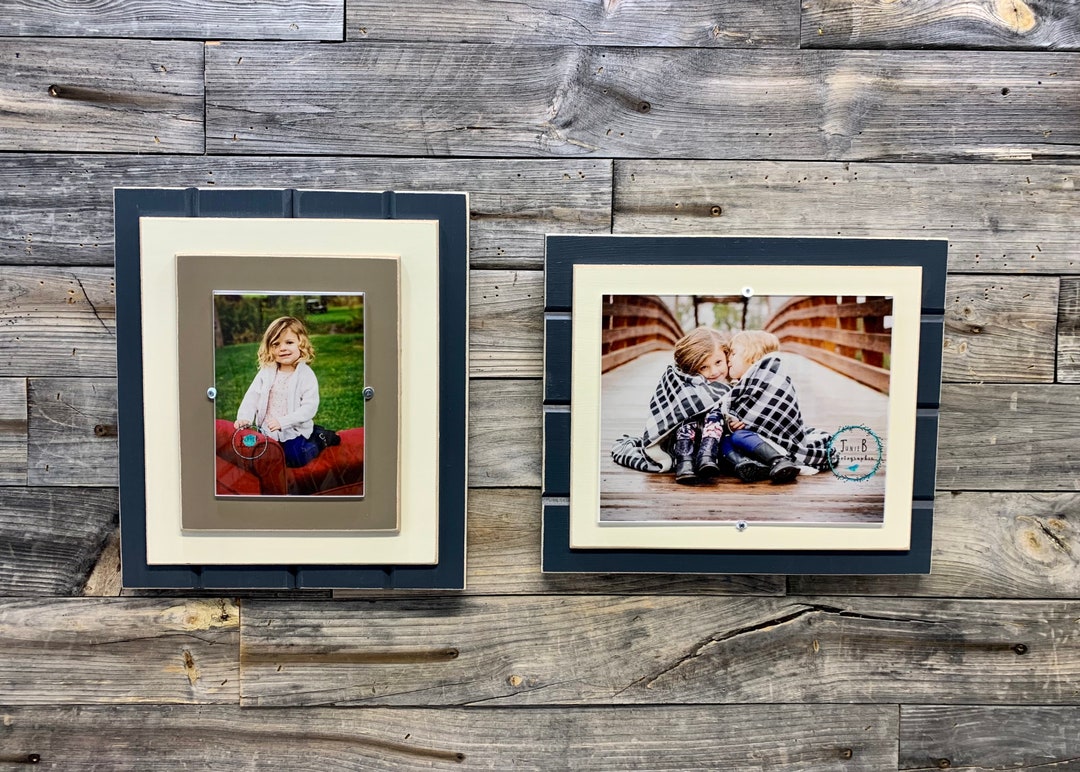 Slate Blue, Cream, Tan Picture Frame Holds 5"x7" or 8"x10" - Etsy