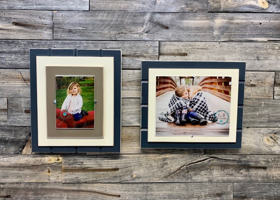 Slate Blue Cream Tan Picture Frame Holds 5x7 or - Etsy