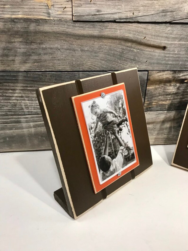 Orange and brown table top picture frame holds one 4x | Etsy