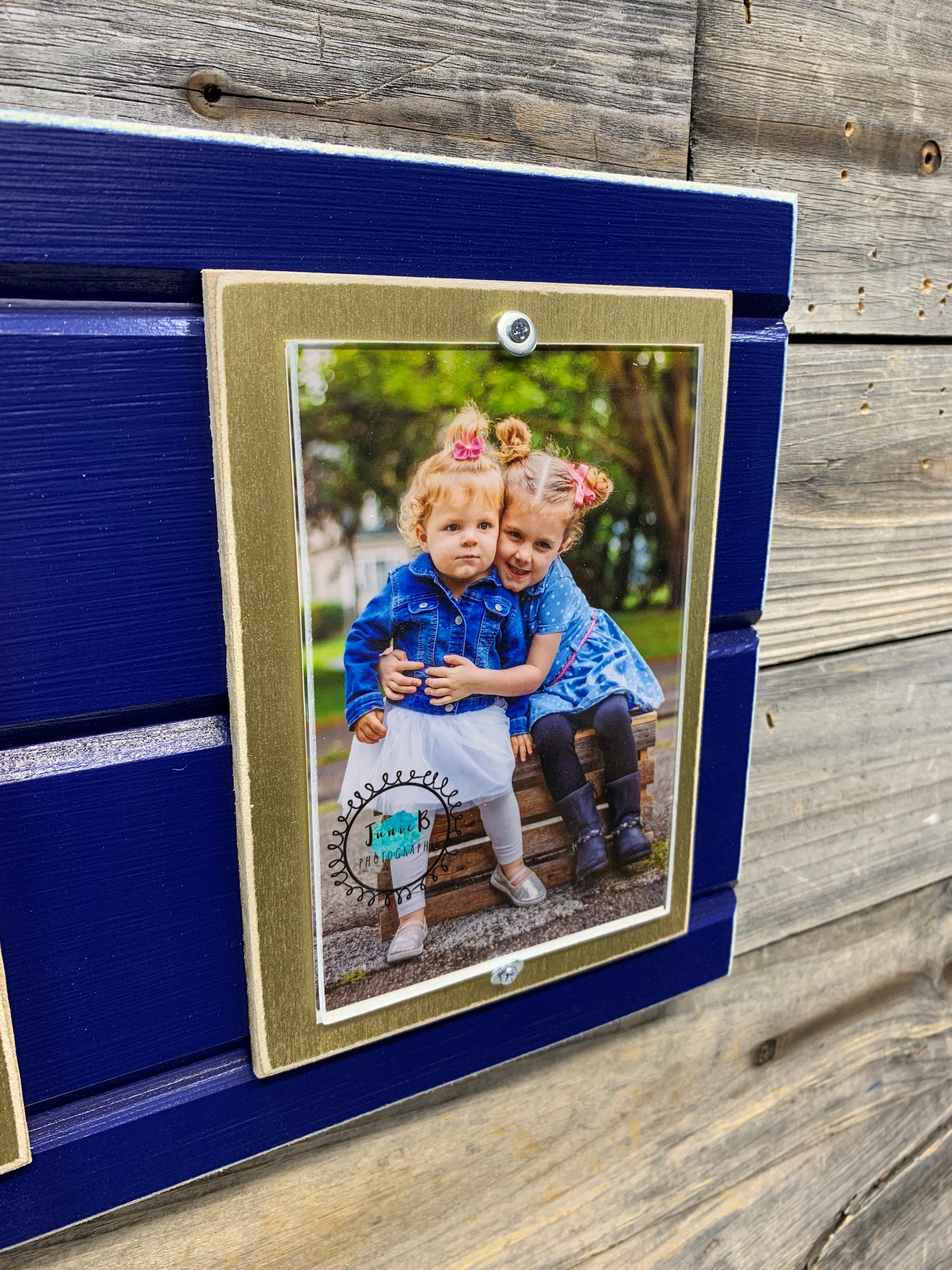 Blue and Gold picture frame holds 2 4x 6 photos. | Etsy