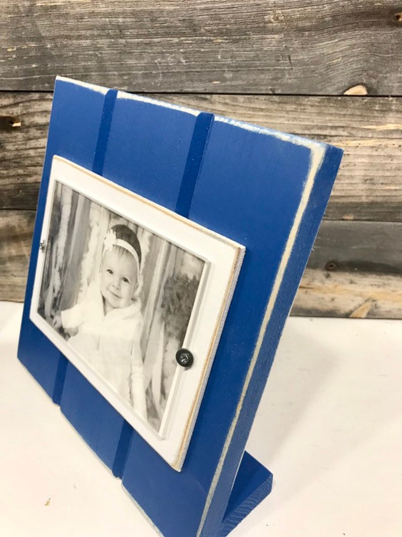 Blue and White table top picture frame holds one 4x | Etsy