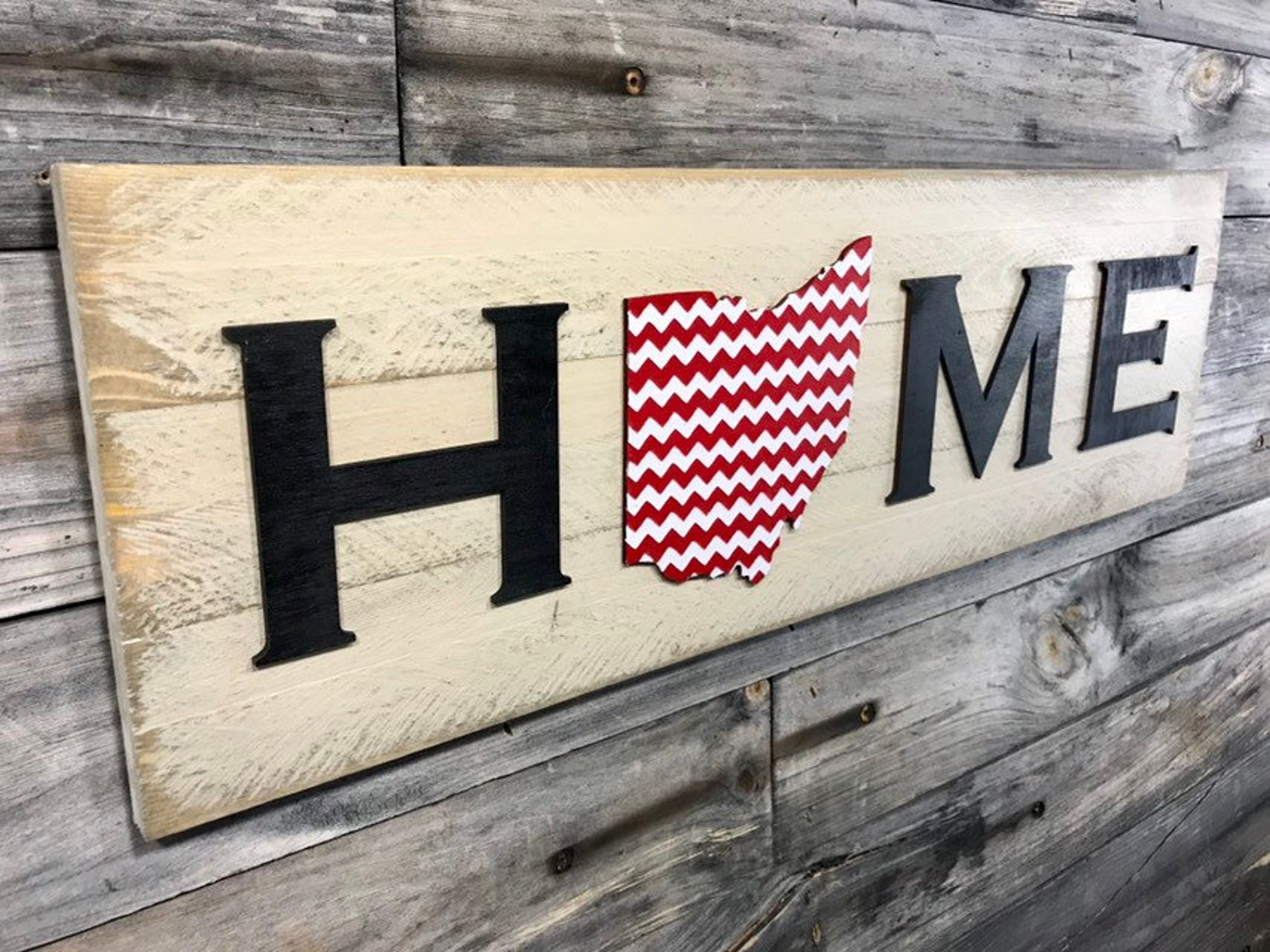Ohio HOME Plaque Sign With Chevron CUSTOMIZABLE - Etsy
