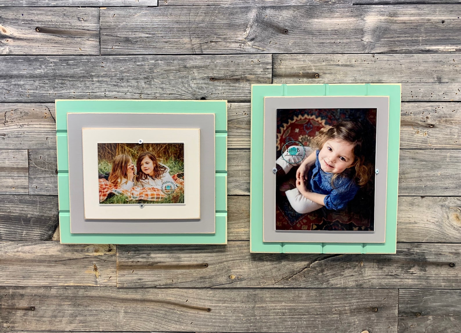 Mint Green and Grey Picture Frame Holds 5x7 or - Etsy