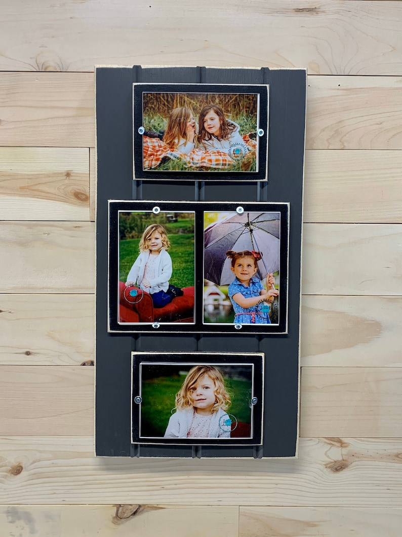 Distressed Wood Picture Frame Quadruple 4x6 Collage/ Holds 4 4x6 Photos ...