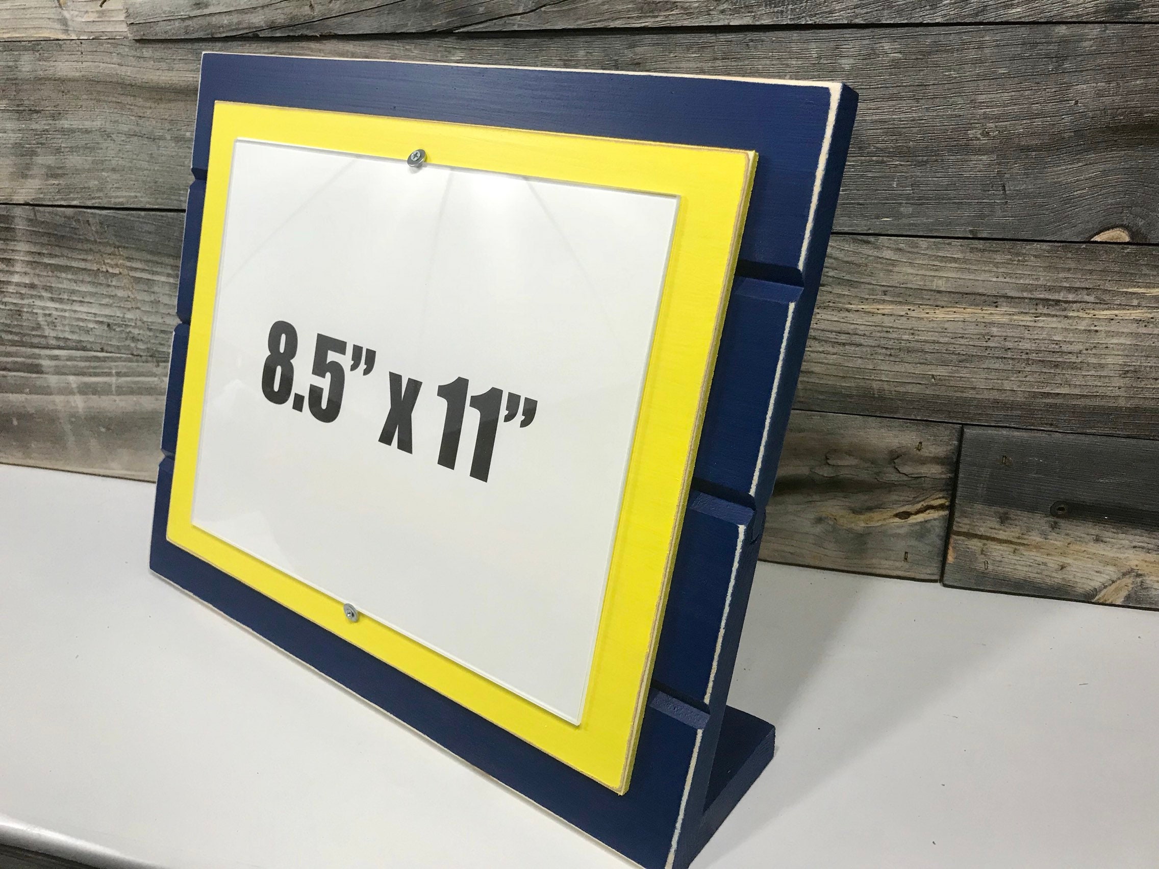 Blue and yellow picture frame holds 8.5 x 11 | Etsy