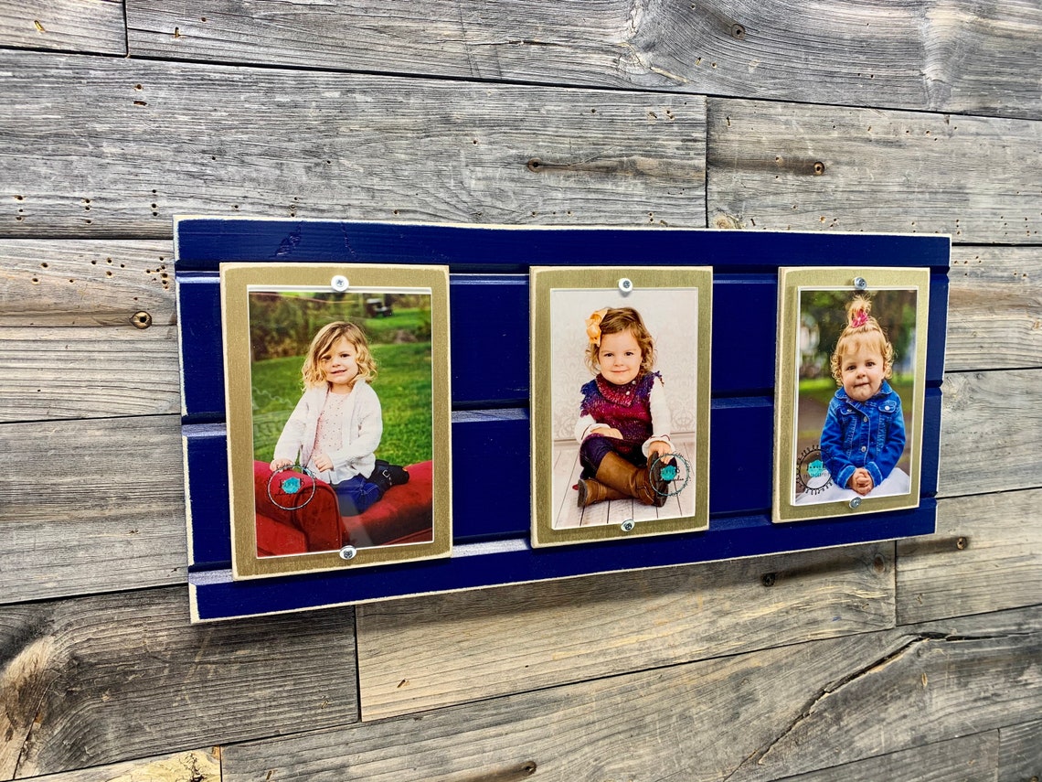 Blue and Gold Picture Triple Frame Holds 3 4x 6 - Etsy
