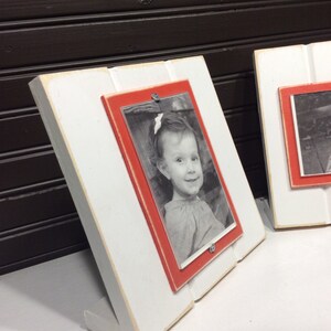 White and Red Table Top Picture Frame Holds One 4"x 6" Photo. Detroit ...