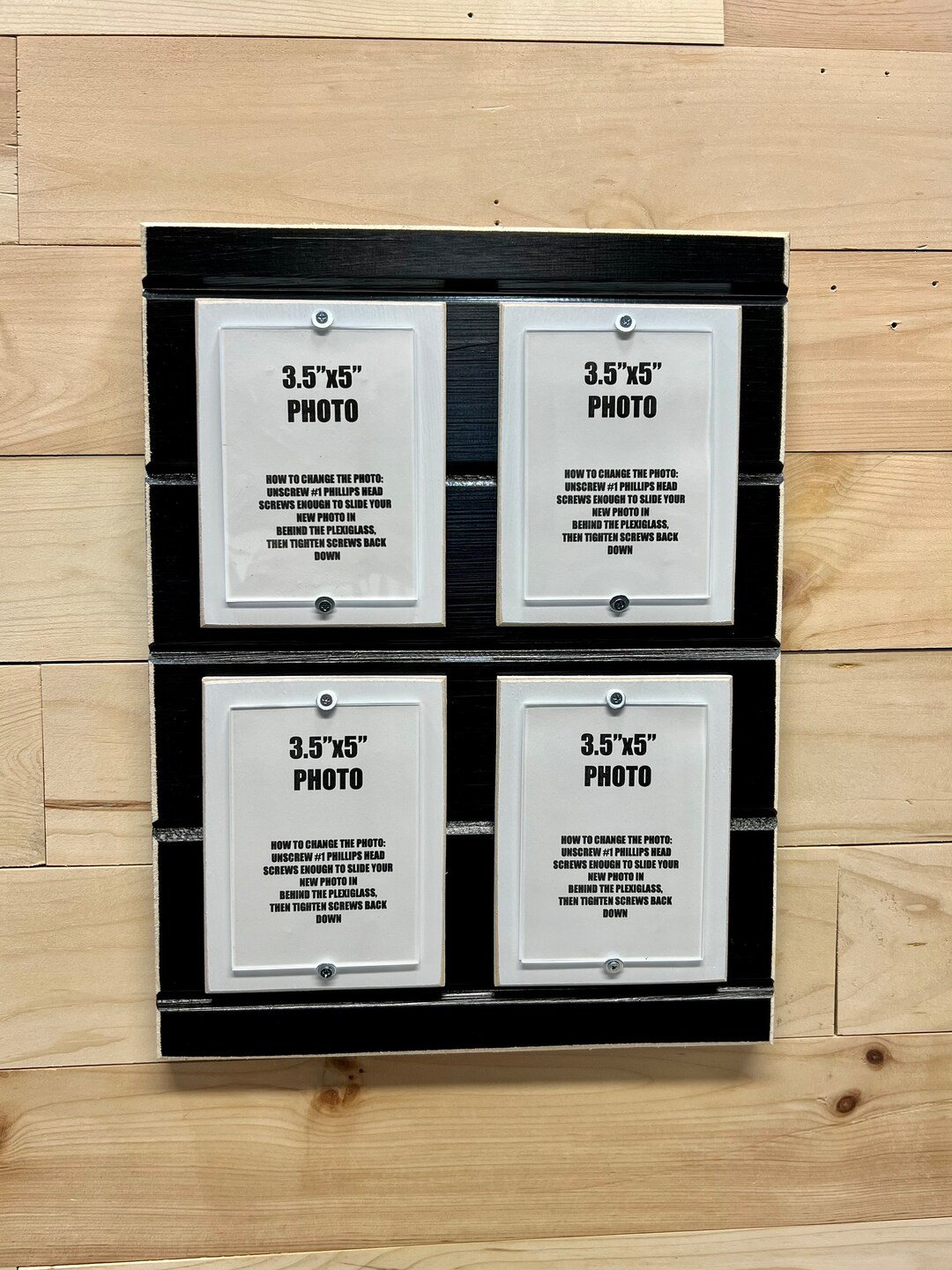 Distressed Wood Picture Frame Quadruple School Photos, Holds 4 3.5x5 ...