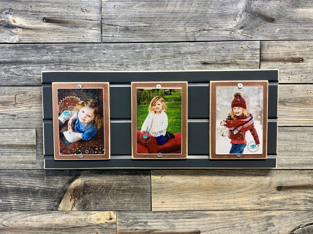Distressed Wood Collage Picture Frame Triple 4x6 Dark Grey and Copper ...