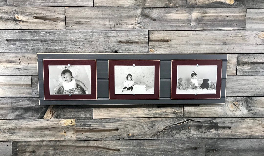 Distressed Wood Picture Frame Triple 5x7 Holds 3 5x7 Photos | Etsy