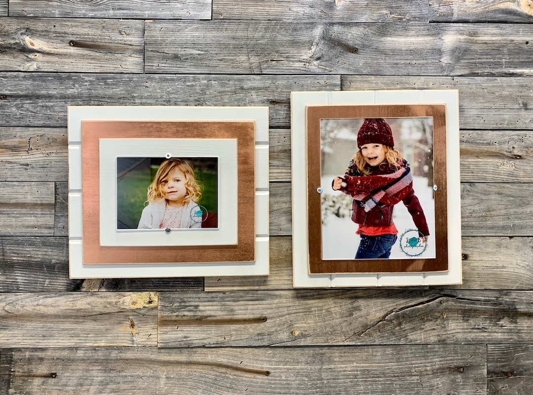 White and Copper Colored Frame Holds 5"x7" or 8"x10" - Etsy