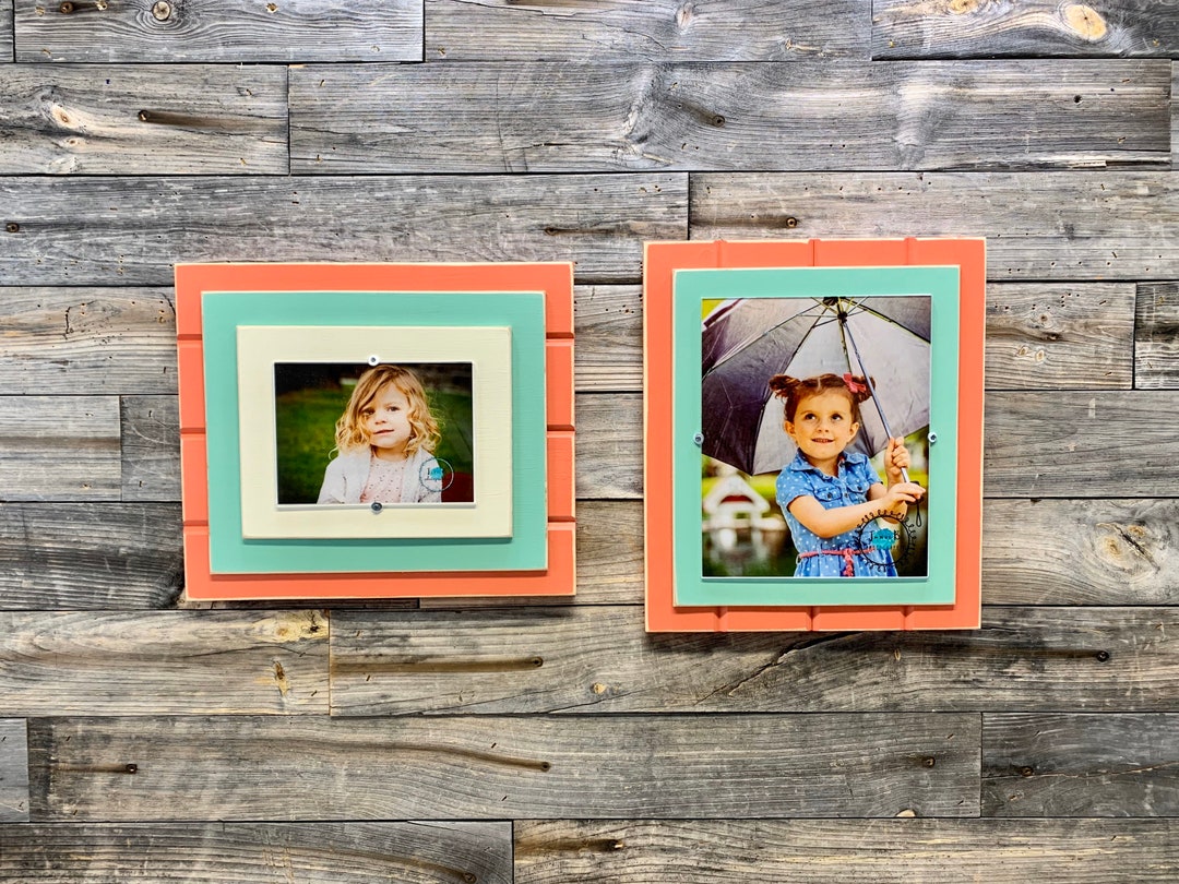 Mint Green and Coral Picture Frame Holds 5"x7" or 8"x10" - Etsy