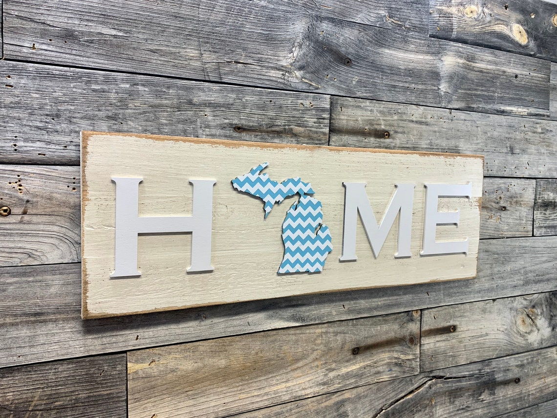 Michigan State With UP Upper Peninsula HOME Plaque, Sign With Chevron ...