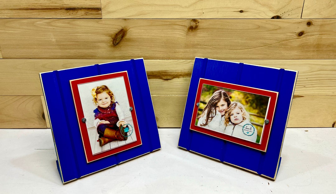 Blue and Red Table Top Picture Frame Holds One 4"x 6" Photo Buffalo ...