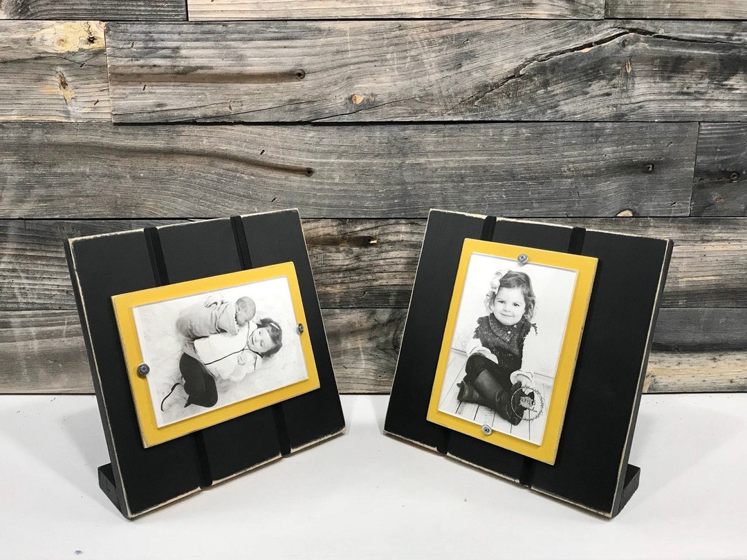 Black and Yellow Table Top Picture Frame Holds One 4x 6 Photo ...