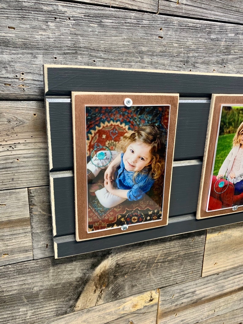 Distressed Wood Collage Picture Frame Triple 4x6 Dark Grey and - Etsy